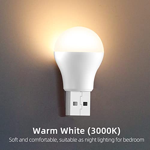 GANA Night Light for Kids, Comfortable LED Warm White Light Source (3000K) - Suitable for All USB Output Ports, Mini Portable Emergency Light, for Bedroom, Bathroom, Stairs or Camping (6PACK)…