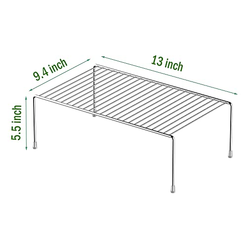 iPEGTOP Set of 2 Medium (13 x 9.4 Inch) Kitchen Cupboard Organiser, Freezer Cabinet Storage Shelf Wire Rack, Rustproof Stainless Steel Shelves for Fridge Pantries Countertops Utensils -Chrome