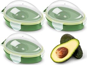 avocado keeper 3 pieces reusable avocado storage container individual avocado saver avocado pod avocado cover avocado holder organizer for refrigerator fridge to keep avocado fresh (clear, green)