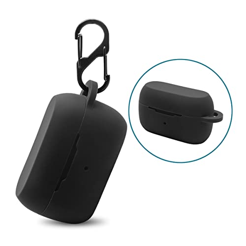 LiZHi Case for Jabra Elite 4 Active,Protective Silicone Soft Skin Cover for Jabra Portable Carrying Cases Scratch Shock Resistant Cover with Carabiner Keychain for Jabra Elite 4 Active (Black)