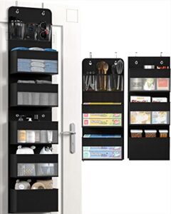 hioya over door organizer, 6 shelf camper storage, rv bathroom storage, behind the door storage organizer, wall mount back of door hanging organizers for toy diaper bedroom closet (black)