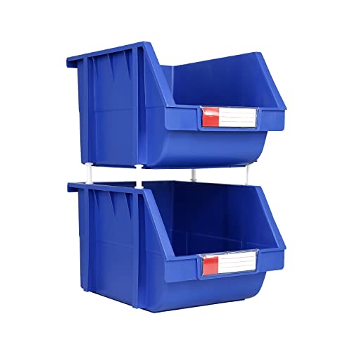 DJC Supply Blue Large 8.4" X 11" X 6.9" Heavy Duty Thermoplastic Storage Bin, Stackable, Hangable, Side Connect (2 PACK)