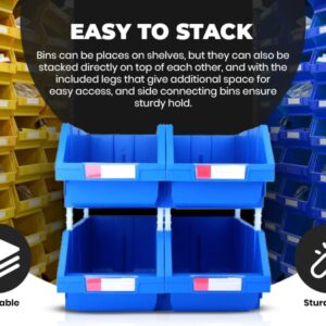 DJC Supply Blue Large 8.4" X 11" X 6.9" Heavy Duty Thermoplastic Storage Bin, Stackable, Hangable, Side Connect (2 PACK)