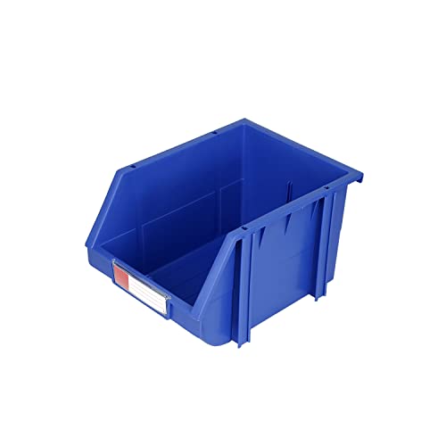 DJC Supply Blue Large 8.4" X 11" X 6.9" Heavy Duty Thermoplastic Storage Bin, Stackable, Hangable, Side Connect (2 PACK)