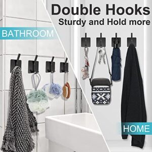 ARIOSOX 4-Packs Heavy Duty Adhesive Hooks, Waterproof Stainless Steel Bathroom Hooks for Towels, Shower Cap and Towel Robe, Closet Hook Wall Mount for Home, Kitchen, RV,Bathroom,Office (Black)