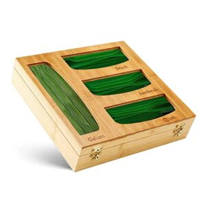 ziplock bag storage organizer - munskine bamboo organizers and storage for gallon, quart, sandwich & snack bags - baggie organizer for storage drawers & cabinets