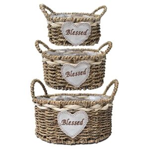 cnzodiac storage baskets shelf baskets for storage cube storage bins wicker woven rattan solid storage organizer decorative rustic nesting baskets for indoor planter, boho home decor gift, 3 pack