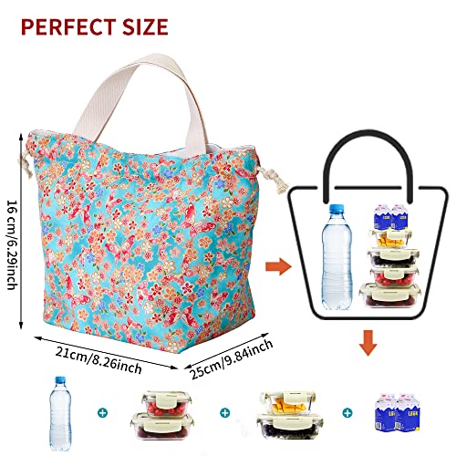 Lunch Bento Tote Pouch Reusable Small Cute Lunch Bag with Drawstring Suitable for Girls Adults Women Work Beach Camping Picnic (Avocado)