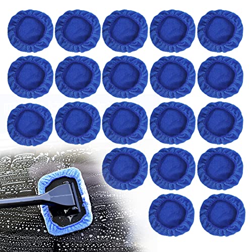 BOUTICOL Car Windshield Cleaning Tool Bonnets 20 Pack Car Care Microfiber Cloths for Windshield Cleaner Tool, Windshield Cleaner Wand Replaceable Glass Cleaning Bonnets, Fit 5” Plate