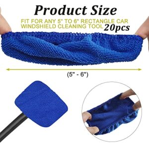 BOUTICOL Car Windshield Cleaning Tool Bonnets 20 Pack Car Care Microfiber Cloths for Windshield Cleaner Tool, Windshield Cleaner Wand Replaceable Glass Cleaning Bonnets, Fit 5” Plate