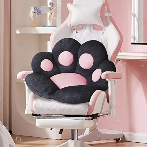 Ditucu Cat Paw Cushion Kawaii Chair Cushions 31.4 x 27.5 inch Cute Stuff Seat Pad Comfy Lazy Sofa Office Floor Pillow for Gaming Chairs Room Decor Black