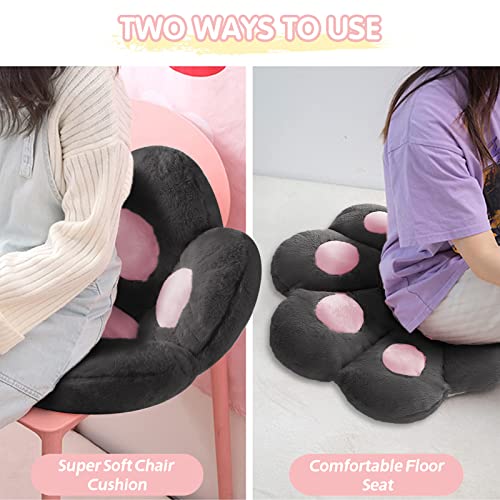 Ditucu Cat Paw Cushion Kawaii Chair Cushions 31.4 x 27.5 inch Cute Stuff Seat Pad Comfy Lazy Sofa Office Floor Pillow for Gaming Chairs Room Decor Black