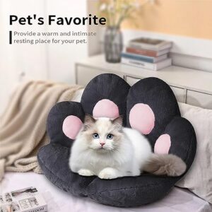 Ditucu Cat Paw Cushion Kawaii Chair Cushions 31.4 x 27.5 inch Cute Stuff Seat Pad Comfy Lazy Sofa Office Floor Pillow for Gaming Chairs Room Decor Black