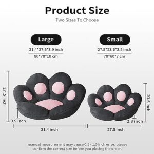 Ditucu Cat Paw Cushion Kawaii Chair Cushions 31.4 x 27.5 inch Cute Stuff Seat Pad Comfy Lazy Sofa Office Floor Pillow for Gaming Chairs Room Decor Black