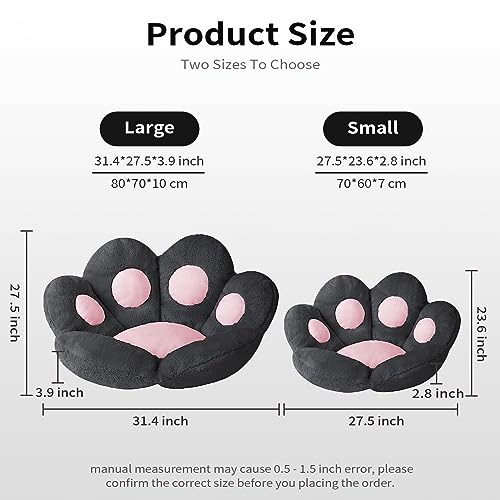 Ditucu Cat Paw Cushion Kawaii Chair Cushions 31.4 x 27.5 inch Cute Stuff Seat Pad Comfy Lazy Sofa Office Floor Pillow for Gaming Chairs Room Decor Black