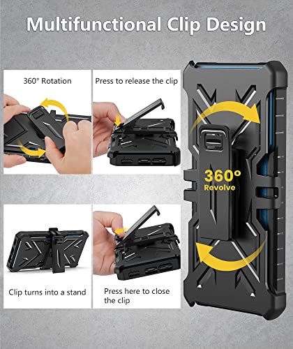 Case for Samsung Galaxy A13 5G: Rugged Protective A13 Cell Phone Cover with Kickstand Clip Holster Stand | Shockproof Bumper Textured Matte Design Military-Grade Heavy Duty Drop Protection - Blue