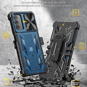 Case for Samsung Galaxy A13 5G: Rugged Protective A13 Cell Phone Cover with Kickstand Clip Holster Stand | Shockproof Bumper Textured Matte Design Military-Grade Heavy Duty Drop Protection - Blue