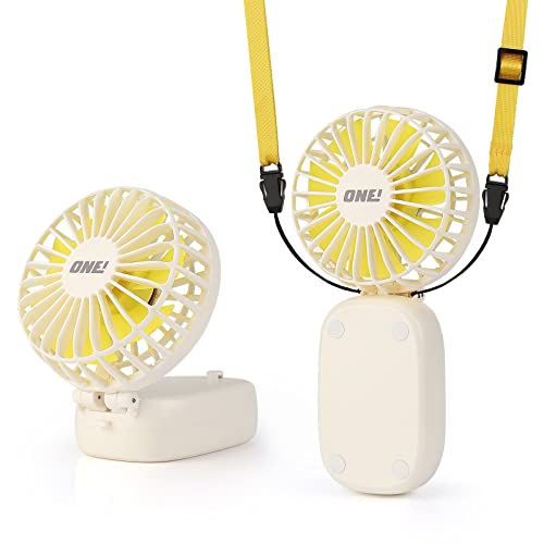 CABF (2 Pcs) Handheld fan,portable fan,mini USB fan,Foldable fan with lanyard,3 Speed,1200mAh rechargeable Battery Operated for home,office,indoor,outdoor and travel.(white)…