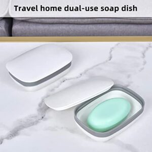 Jawflew Travel Soap Box, Soap Dish for Shower, Soap Bar Holder Dish Container Case, Strong Sealing Leak Proof Portable Soap Saver for Bathroom, Gym, School, Camping, Hiking, Vacation, Outdoor (White)