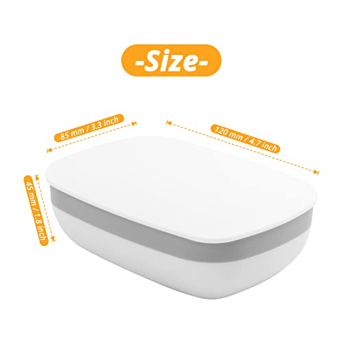 Jawflew Travel Soap Box, Soap Dish for Shower, Soap Bar Holder Dish Container Case, Strong Sealing Leak Proof Portable Soap Saver for Bathroom, Gym, School, Camping, Hiking, Vacation, Outdoor (White)