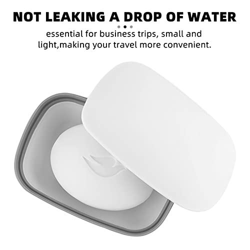 Jawflew Travel Soap Box, Soap Dish for Shower, Soap Bar Holder Dish Container Case, Strong Sealing Leak Proof Portable Soap Saver for Bathroom, Gym, School, Camping, Hiking, Vacation, Outdoor (White)