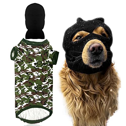 ZHIEND Dog Sweat Shirts, Dog Hats, Fierce Robbers Decorative Set, Dog Cosplay Costumes, Fun Christmas、 Halloween Costumes ，for Medium and Large Dogs (Black)