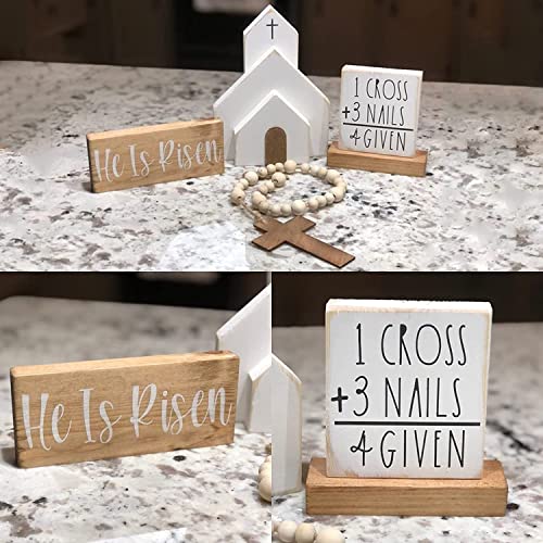 UUPOI Jesus Tomb - Easter Tray, Wooden Easter Jesus Sign Tiered Tray Decorations, Resurrection Scene Set - Easter Decor for Indoor Home Table Mantle Office