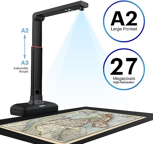 VIISAN S21 Large Format Book & Document Scanner, Capture A2, 27MP High Resolution, Auto-Flatten & Fingerprint Removal Technologies, Adjustable Height, Multi-Language OCR, Run On Windows & macOS