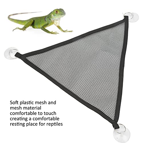 Reptile Hammocks, 2pcs Triangular Bearded Dragon Hammock Soft Breathable Hanging Hammock Net with Suction Cup for Large & Small Geckos, Chameleon or Lizards(M)