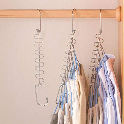 Bigougem Clothing Hanger Pants Organizer for Closet,Rotatable Foldable Household Clothes Hangers Perforated Steel Storage Rack Holder 02