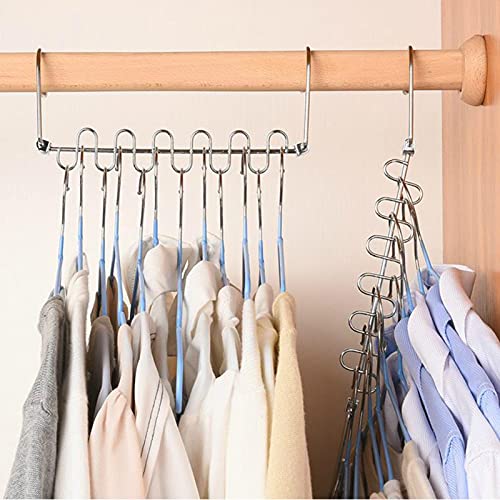 Bigougem Clothing Hanger Pants Organizer for Closet,Rotatable Foldable Household Clothes Hangers Perforated Steel Storage Rack Holder 02