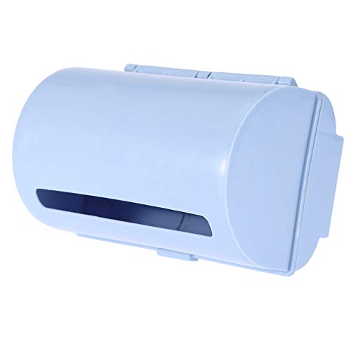 Trash Bag Roll Box Back Adhesive Wall Mount Trash Garbage Plastic Bag Storage Box Organizer Rack Wall Mounted Plastic Bag Holder Trash Bag Dispenser Roll Holder(Blue)