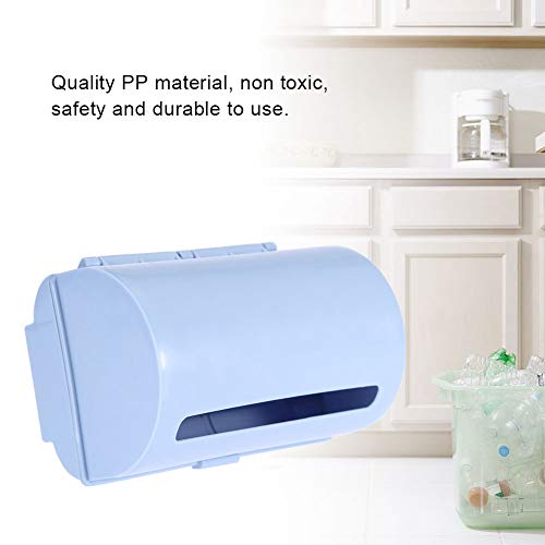 Trash Bag Roll Box Back Adhesive Wall Mount Trash Garbage Plastic Bag Storage Box Organizer Rack Wall Mounted Plastic Bag Holder Trash Bag Dispenser Roll Holder(Blue)