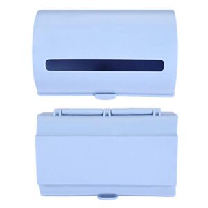 Trash Bag Roll Box Back Adhesive Wall Mount Trash Garbage Plastic Bag Storage Box Organizer Rack Wall Mounted Plastic Bag Holder Trash Bag Dispenser Roll Holder(Blue)