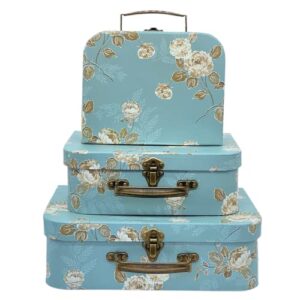 amedoo decorative box set of 3 decorative storage boxes with lids, mini luggage gift box, paperboard suitcases, trinket jewelry box memento case box keepsake box home decoration, vintage suitcases