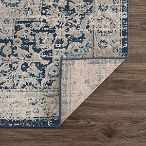 Bloom Rugs Traditional Blue Gray Area Rug - Vintage Boho 3x5 Rug for Entryways (3' x 5')