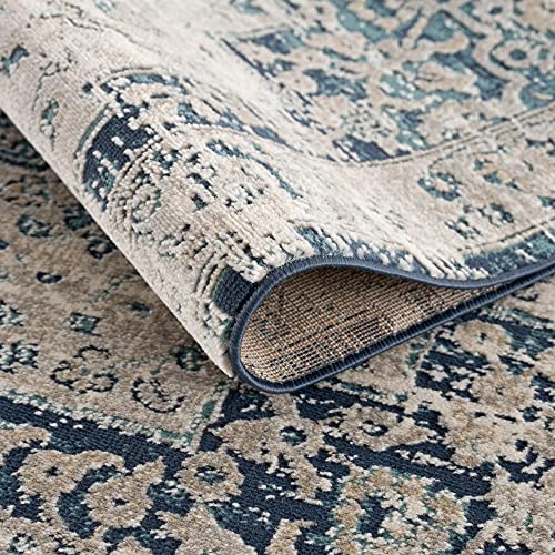 Bloom Rugs Traditional Blue Gray Area Rug - Vintage Boho 3x5 Rug for Entryways (3' x 5')