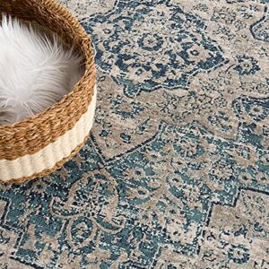 Bloom Rugs Traditional Blue Gray Area Rug - Vintage Boho 3x5 Rug for Entryways (3' x 5')