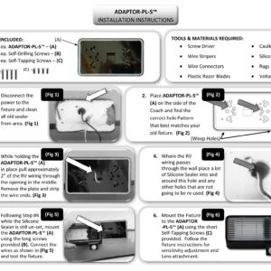 MOTION-GUARD, ADAPTOR-PL-SW will Allow the Mounting of the MG1000-450W or BG520W to the Side Wall of any RV without Drilling New Holes and will Cover any UN-Painted Area Left after Old fixture removal