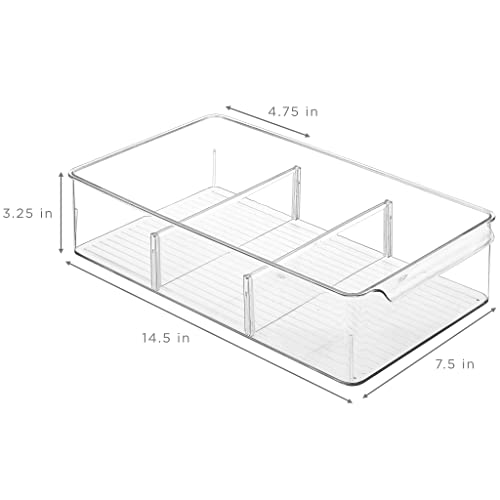 Sorbus 3 Pack Snack Organizer Bins w/Lids & 4 Removable Dividers, Clear Plastic Food Packet Organizer, Multi-Use Stackable Pantry Organization, Kitchen Storage, Fridge Bins, Sturdy Cabinet Organizers