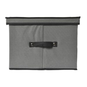 Household Essentials Large Serveware Storage Box, Polyester Canvas with Fiberboard Sides, 3 Protective Pouches, Foldable and Stackable, Fully Removable Lid, Gray