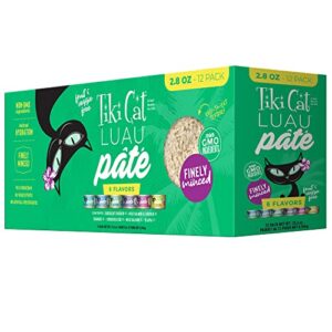 tiki cat luau pâté variety pack, succulent combinations of real protein, grain-free balanced nutrition wet canned cat food, for all life stages, 2.8 oz. cans (case of 12)