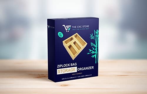 THE CNC STORE Ziplock Bag Storage Organizer| Bamboo Ziploc Bag Organizer for Kitchen Drawer| Food Baggie Holder Suitable for Gallon, Quart, Sandwich and Snack Variety Size Bags- Pack of 4