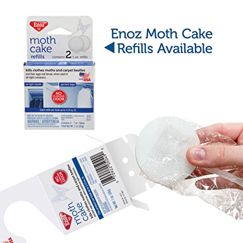 Enoz Moth Cake, Kills Clothes Moths and Carpet Beetles, No Clinging Odor, 1 Oz Hanger (Pack of 8)