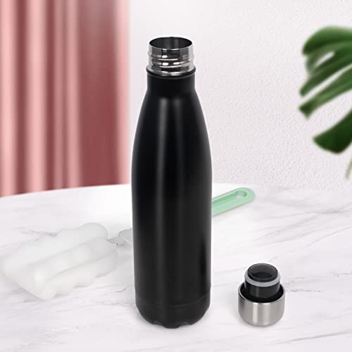 Lenlang Double Walled Vacuum Insulated Water Bottle [17oz] - Stainless Steel Cola Shape Thermos with Leak-proof Cap and Sponge Cleaning Brush for Daily/Sports/Office/Travel Use