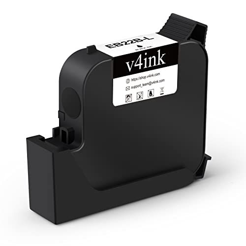 v4ink Original Solvent Fast Dry Ink Cartridge EB22B-L (1 Inch) Replacement BENTSAI B35 B85 Handheld Inkjet Printer (Black, 1-Pack)