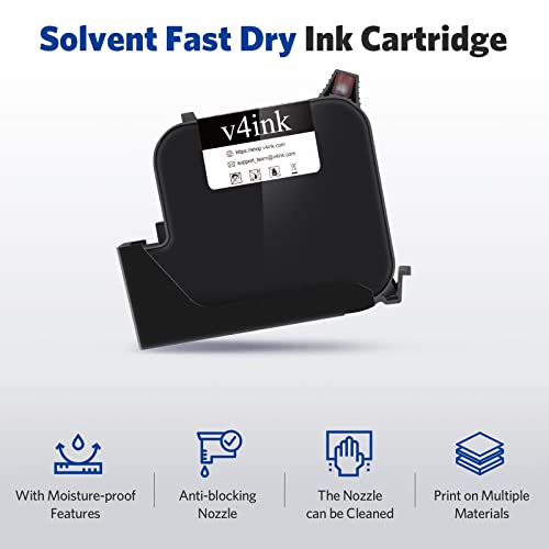 v4ink Original Solvent Fast Dry Ink Cartridge EB22B-L (1 Inch) Replacement BENTSAI B35 B85 Handheld Inkjet Printer (Black, 1-Pack)