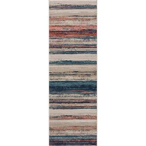 Bloom Rugs Modern Cream Multicolor Area Rug - Abstract Contemporary 10 ft Runner Rug for Entryways and Hallways (2'4" x 10')