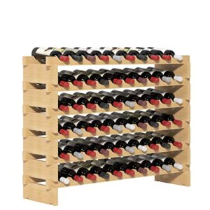 sogeshome wine rack wood storage rack stand, 60 bottles holder, 6 tier stack-able wine storage organizer free standing