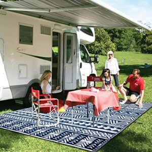 HiiARug 5'x8' Reversible Outdoor Rug, Plastic Straw Rugs, Large Floor Mat and Rug for RV, Patio, Backyard, Deck, Picnic, Beach, Trailer, Camping(Navy/White)